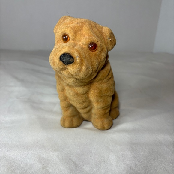 Accents | Vintage Flocked Shar Pei Dog Coin Bank Mr Wrinkles With ...